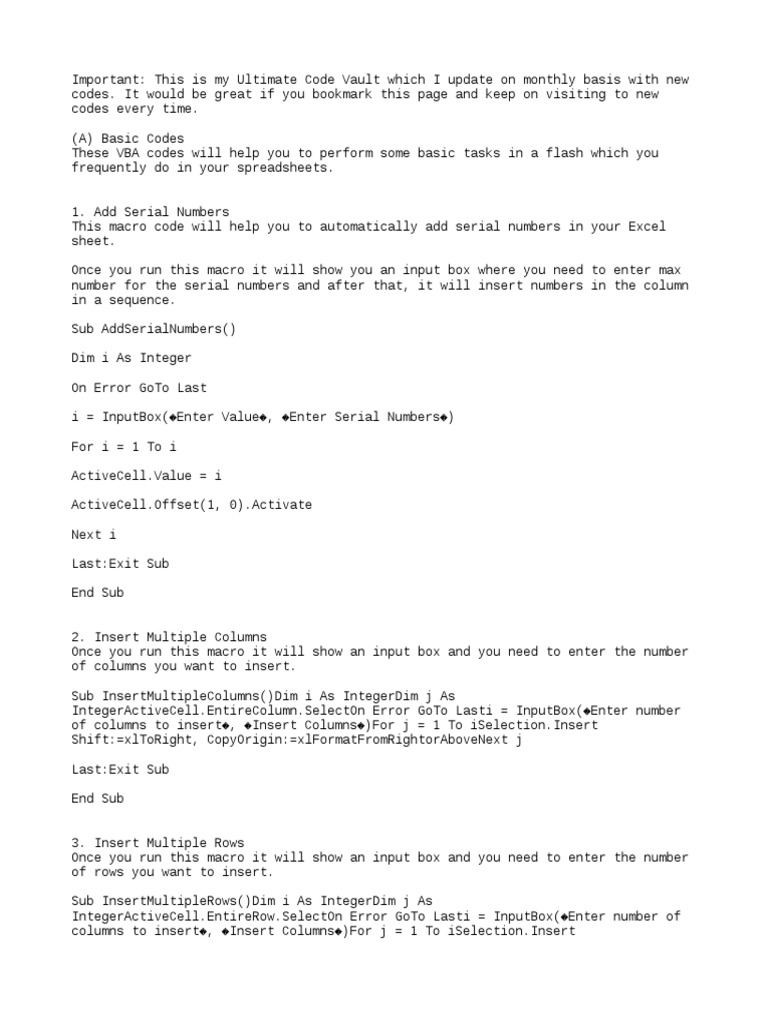 Excel Macro Basic | PDF | Microsoft Excel | Computing