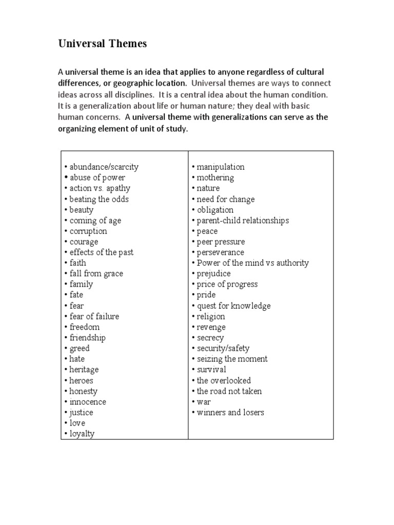 03252-6 Universal Themes | PDF | Force | Psychology