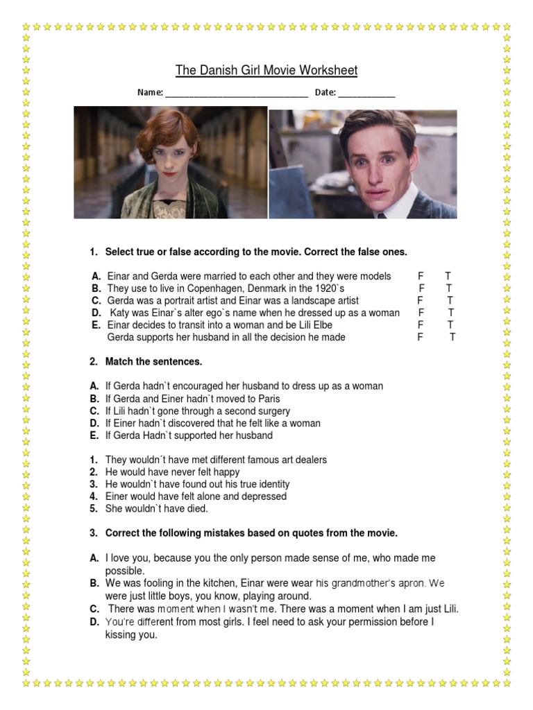 Danish Girl Movie Worksheet Guide | PDF | Art