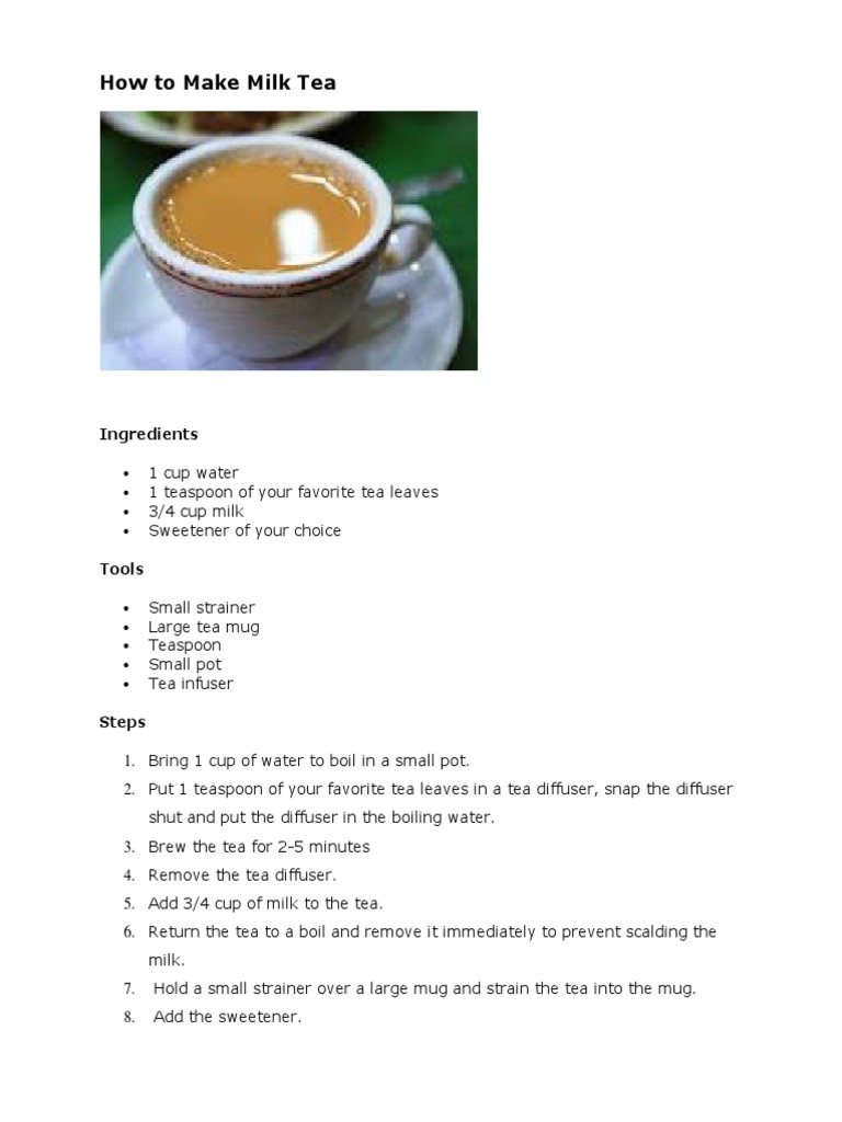 How To Make Milk Tea: Ingredients | PDF