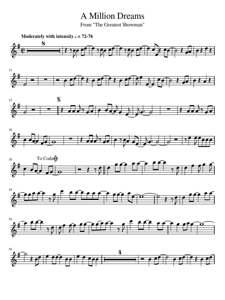 A Million Dreams The Greatest Showman - Flute Violin or Oboe PDF | PDF