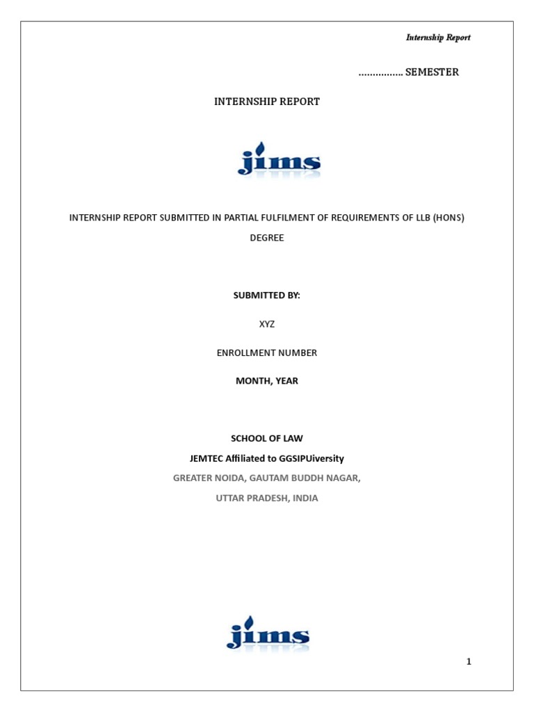 FINAl INTERNSHIP REPORT FORMAT - A | PDF | Law School | Academia