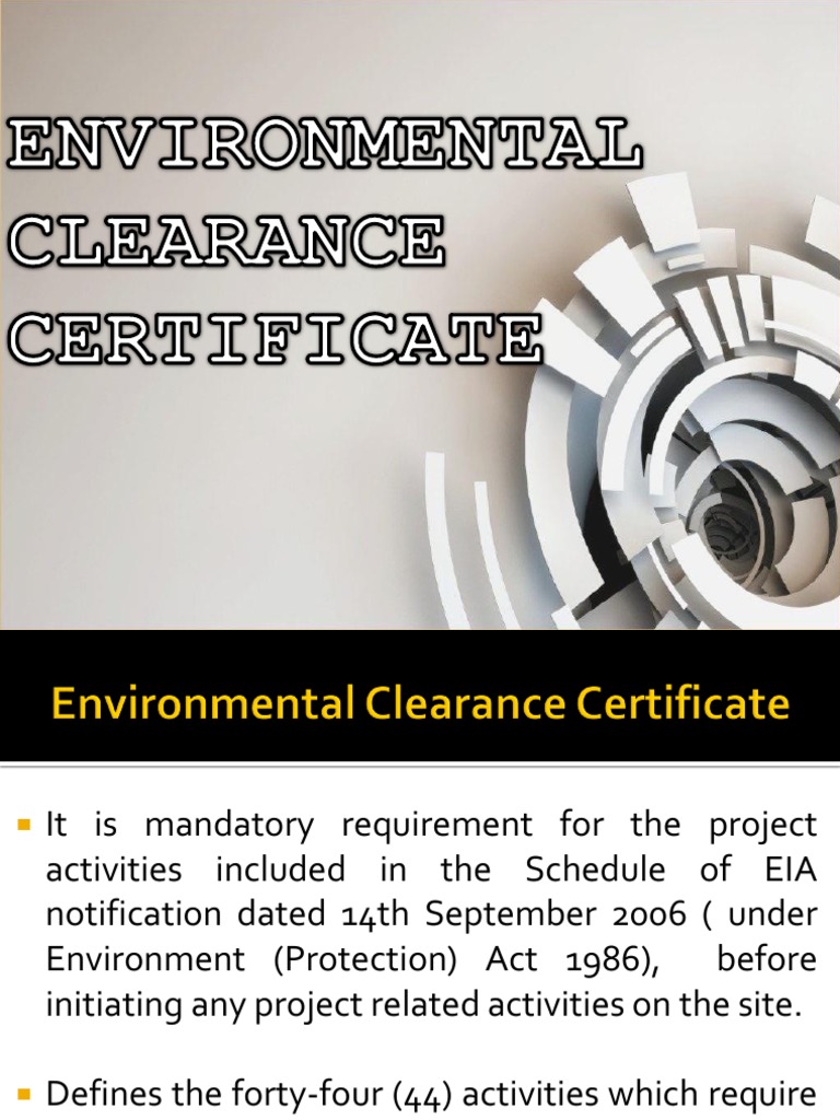 Environmental Clearance Certificate Guide | PDF | Environmental Impact ...