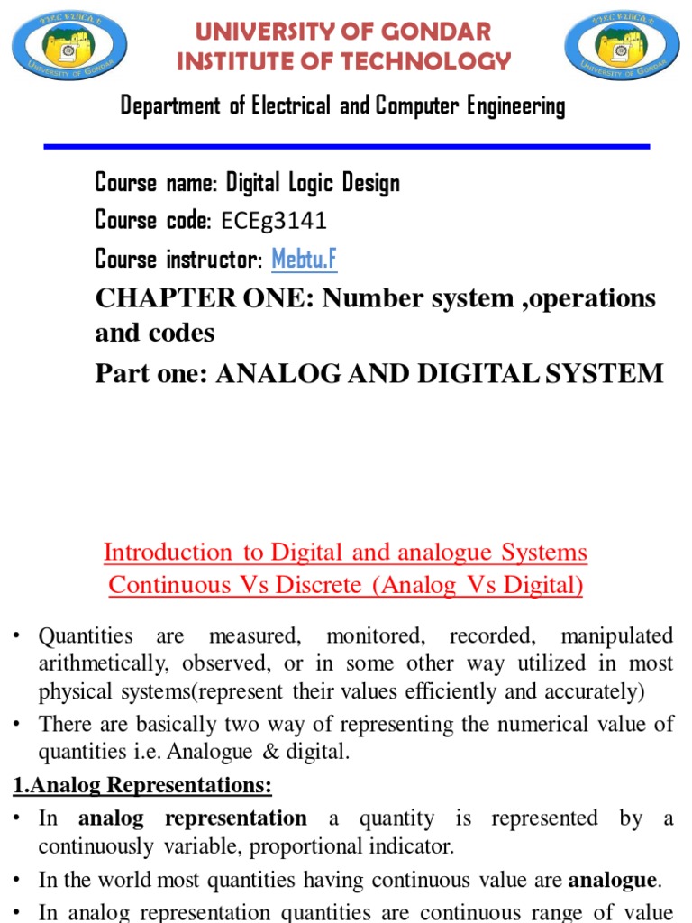 Digital PPT, Chapter1 PDF | PDF | Analogue Electronics | Binary Coded Decimal