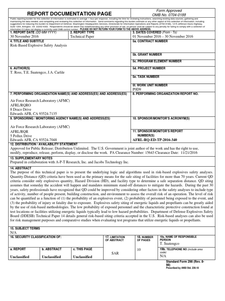 Risk-Based Explosive Safety Analysis | PDF | Explosive Material | Risk