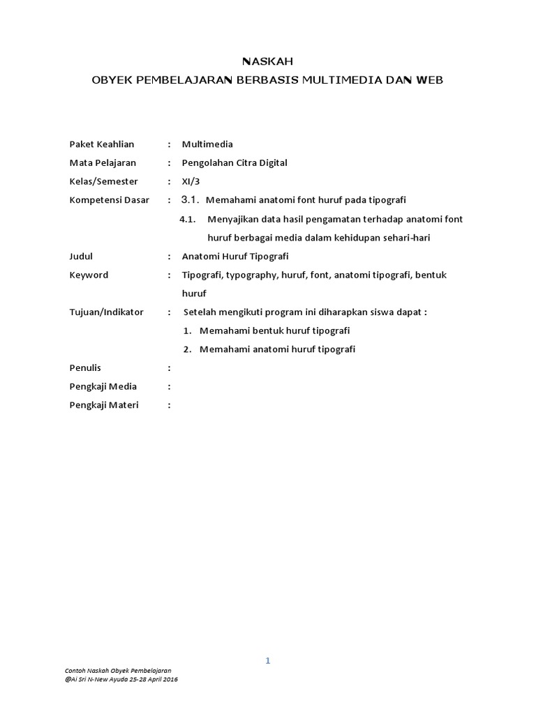 Contoh Format Naskah Lo SMK 2016 | PDF