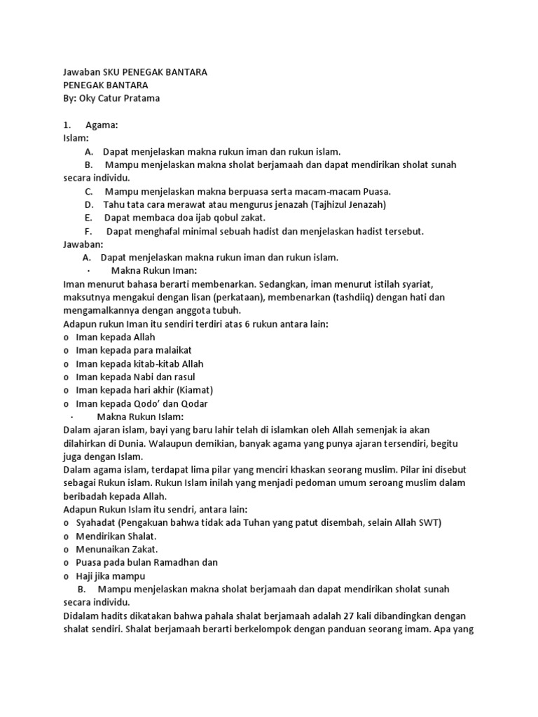 Jawaban Sku Penegak Bantara | PDF | Agama & Spiritualitas