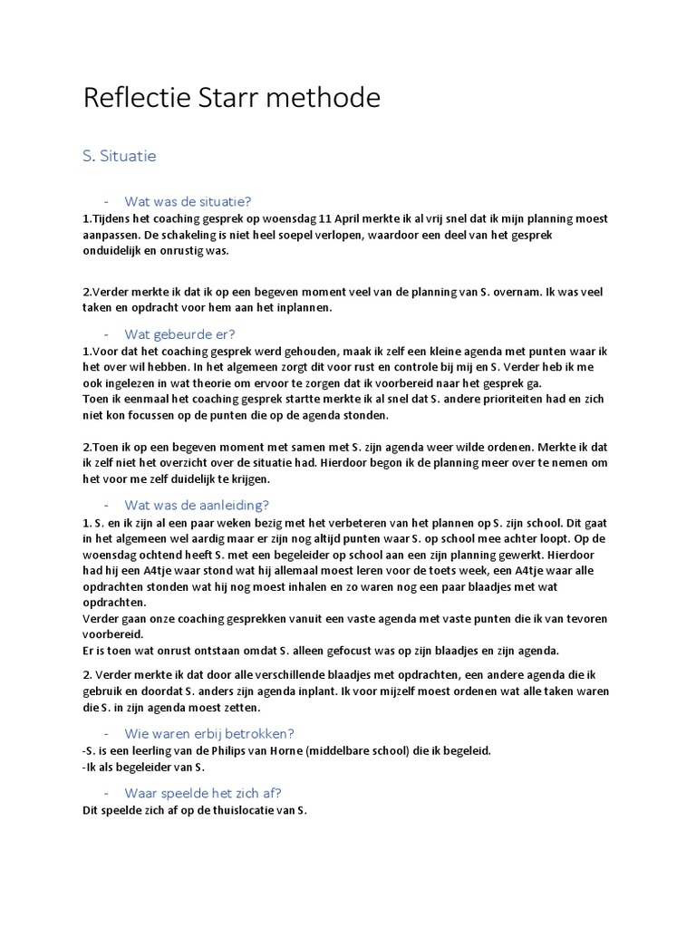 Reflectie Starr Methode Woensdag 11 April | PDF