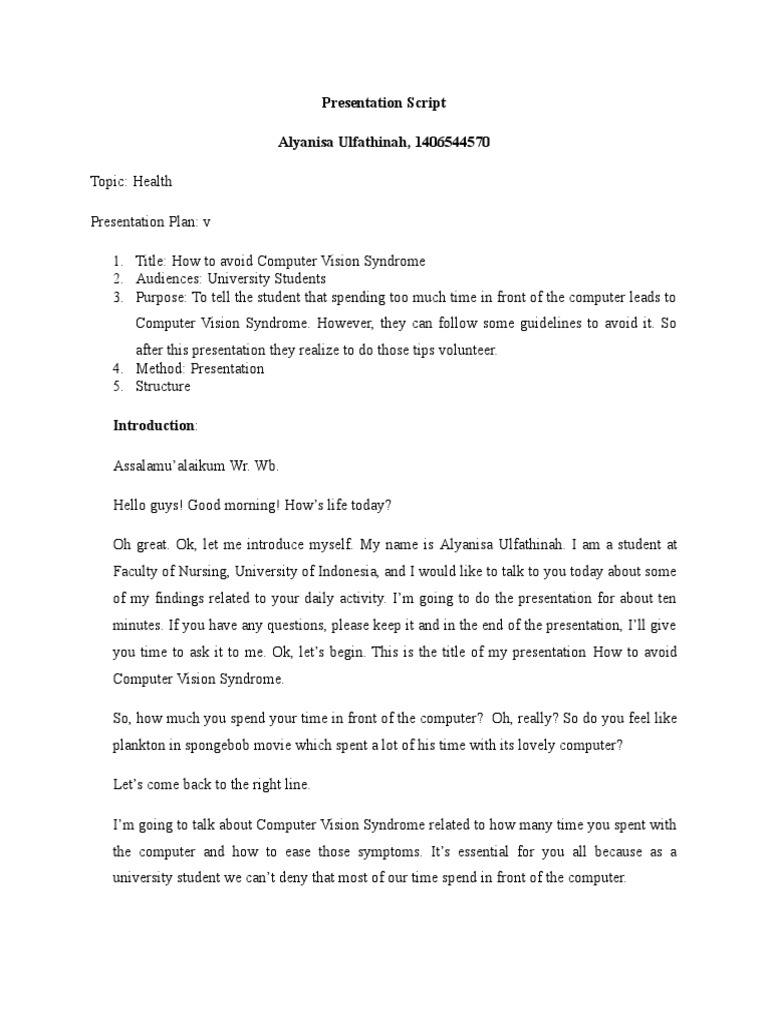 Script Presentaion | PDF | Vision