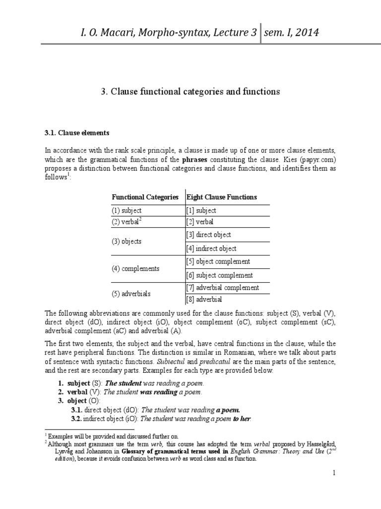 I. O. Macari, Morpho-Syntax, Lecture 3 Sem. I, 2014 I. O. Macari ... I. O. Macari, Morpho-Syntax, Lecture 3 Sem. I, 2014 I. O. Macari ...