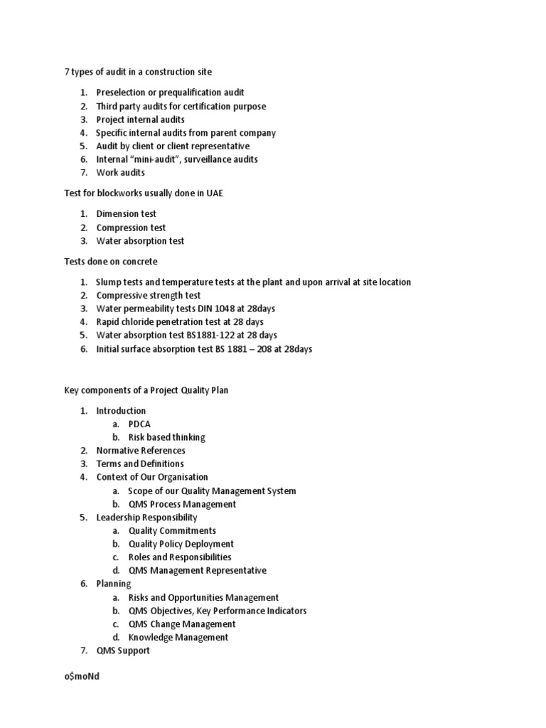 Construction Site Audits & Quality Tests | PDF | Six Sigma | Audit