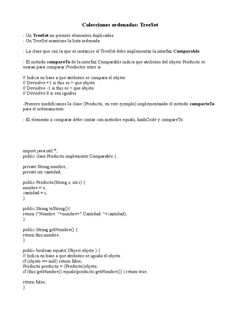 Ejemplo TreeSet | PDF | Java (lenguaje de programación) | Ingeniería de ...