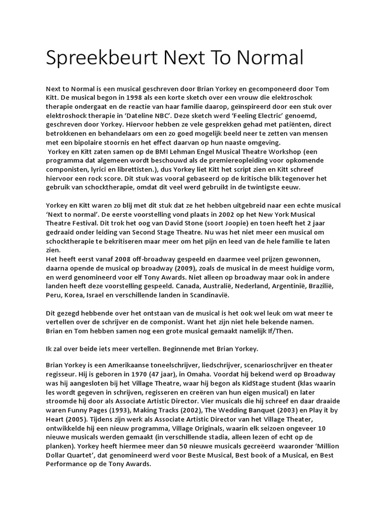 Next To Normal Study Guide | PDF