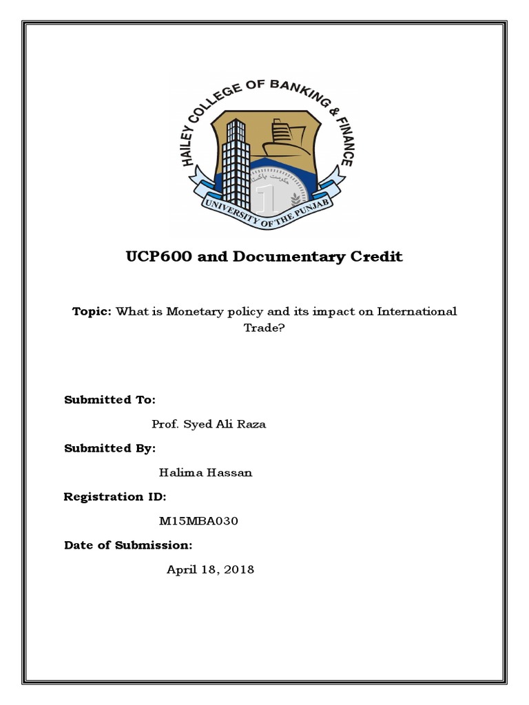 UCP Assignment | PDF | Monetary Policy | Open Market Operation