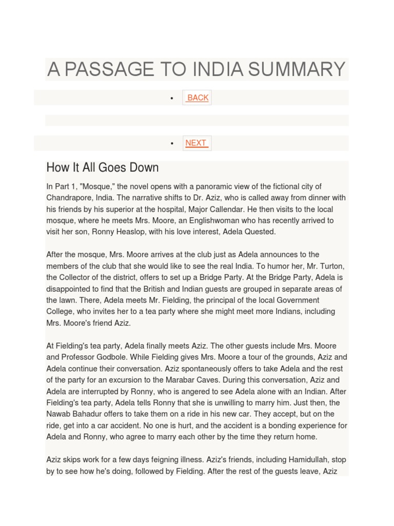 A Passage To India Summary | PDF | Violence