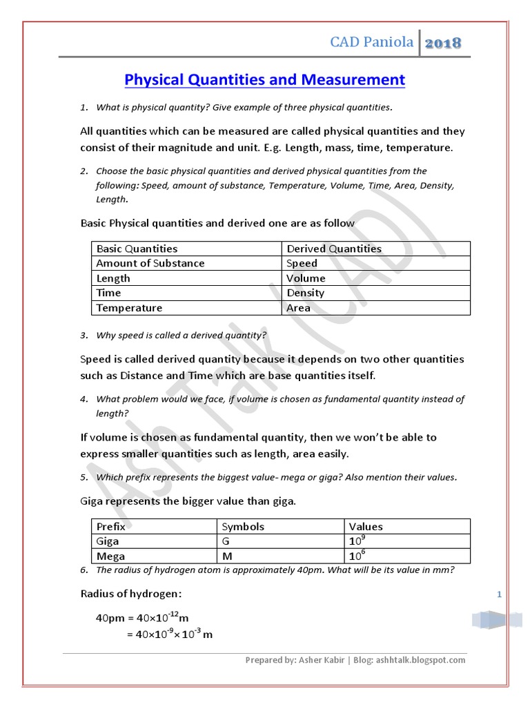 9th Class Physics Notes Chapter 1 Ajk | PDF | Significant Figures ...