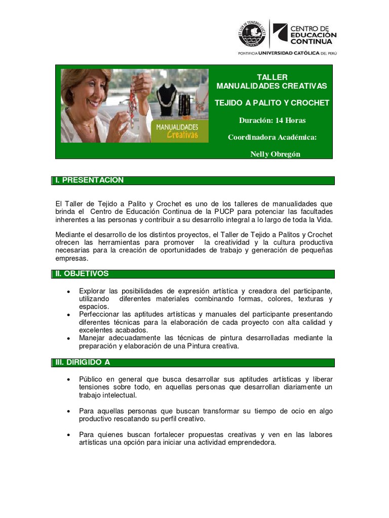 Taller de Crochet y Tejido en Perú | PDF | Tejer | Evaluación