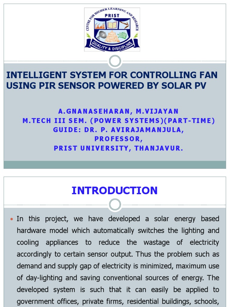 Intelligent System For Controlling Fan Using Pir Sensor Powered by ...
