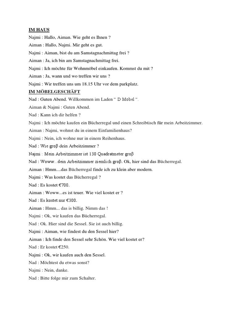 Dialog Roleplay German | PDF