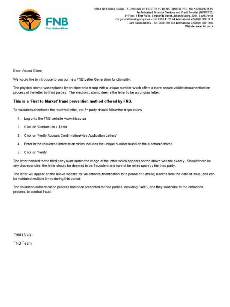 This Is A First-to-Market' Fraud Prevention Method Offered by FNB | PDF ...