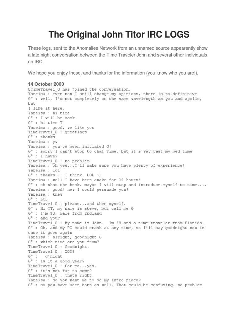 The Original John Titor IRC LOGS PDF | PDF | Gravity | Electron