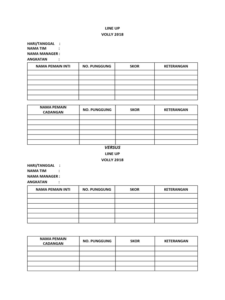 Line Up Volly | PDF | Bisnis | Pengelolaan Keuangan & Uang