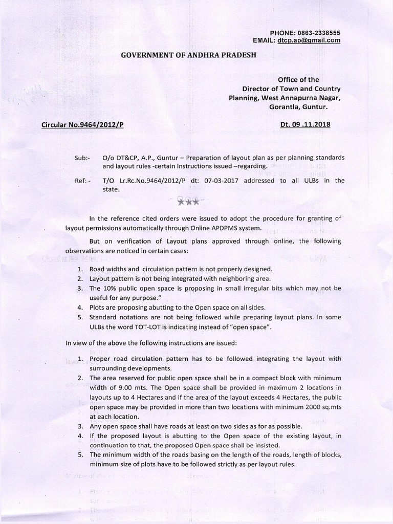 DTCP Layout Plan Guidelines for AP | PDF | Government | Justice