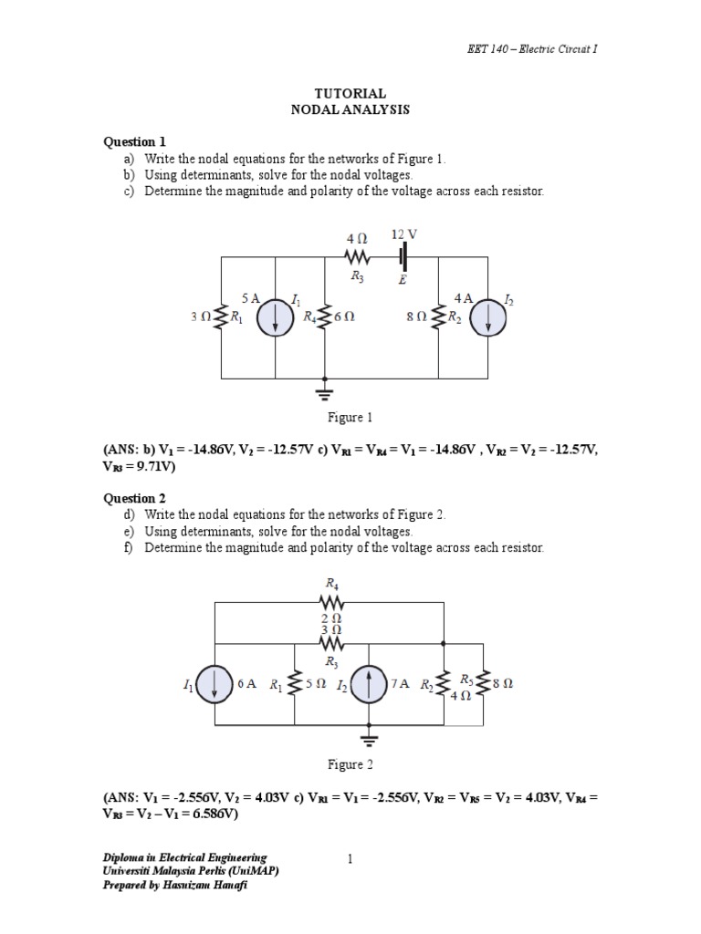 Tutorial Nodal Analysis | PDF | Electrical Network | Computer Engineering