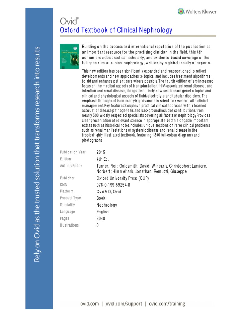 Oxford Textbook of Clinical Nephrology | PDF
