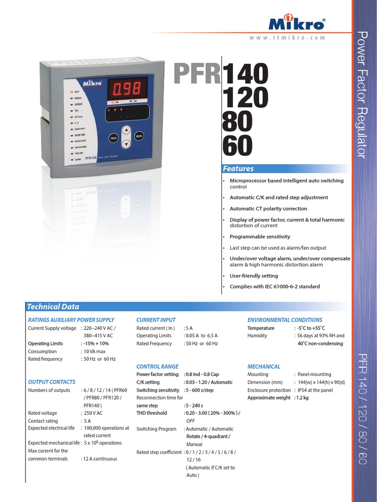 Mikro Power Factor Regulator Overview | PDF | Alternating Current | Ac ...