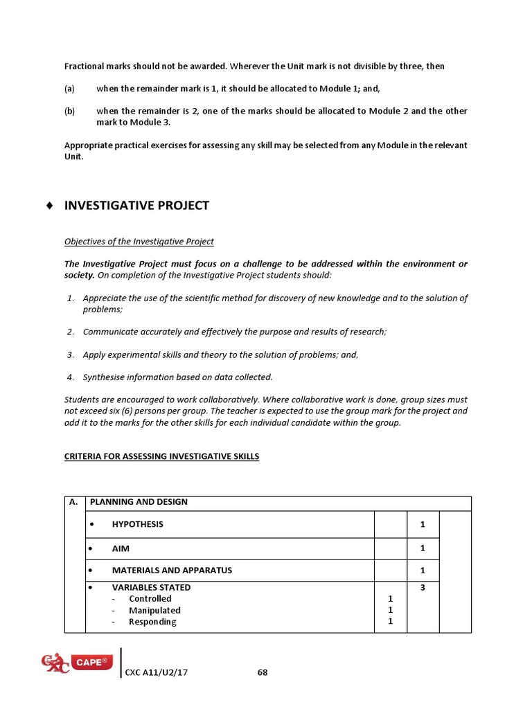 CAPE Chemistry Investigative Project Guide | PDF | Academic Discipline ...