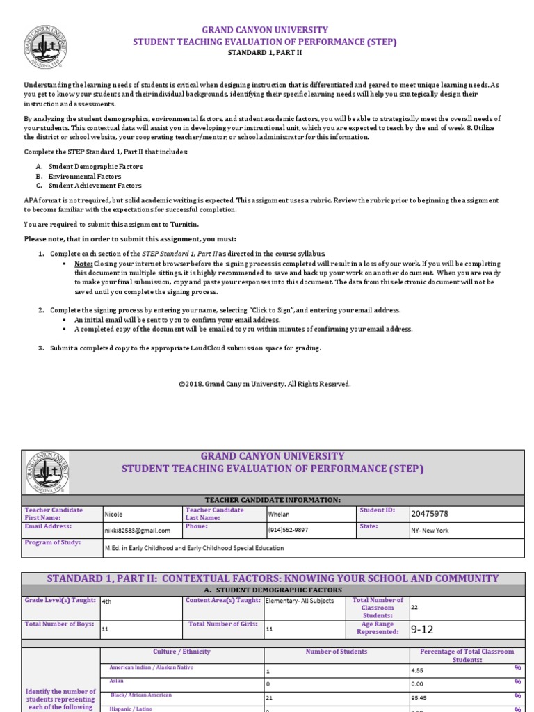Step Standard 1 Part II Part 1 - Signed | PDF | Individualized Education Program | Behavior ...