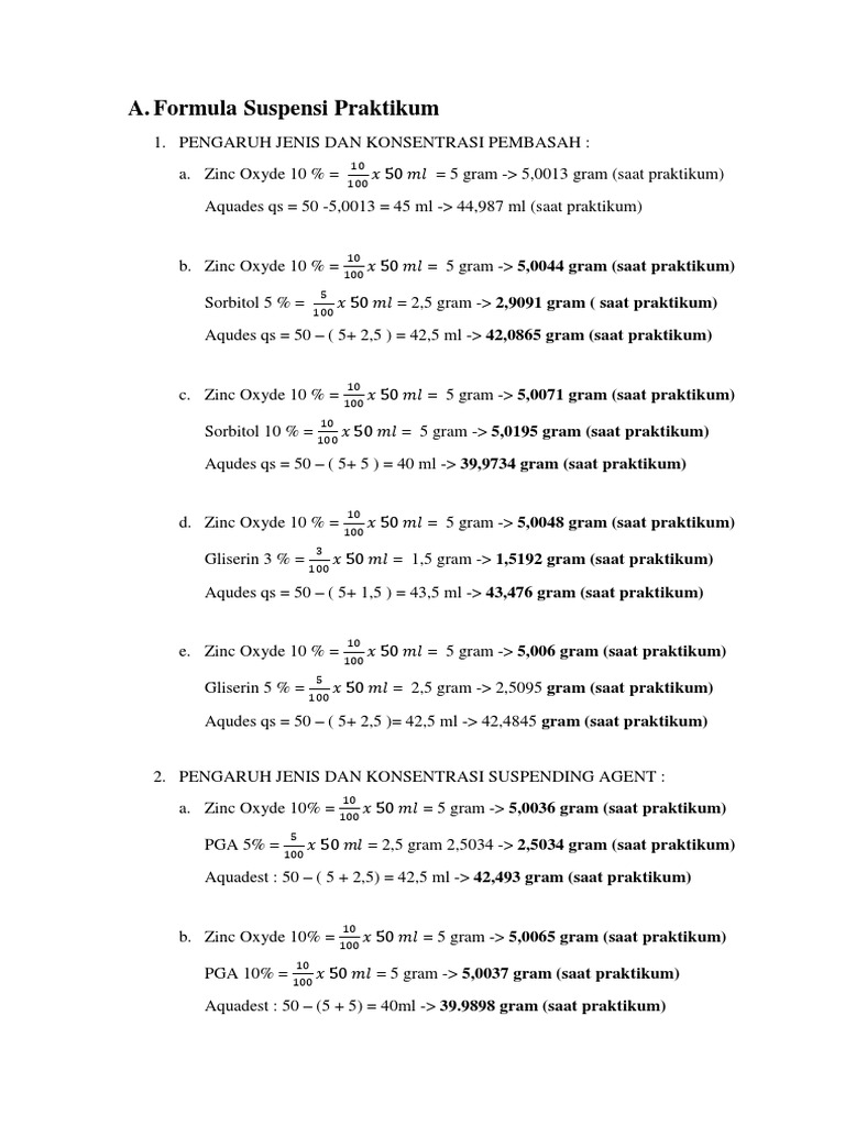 Praktikum Formula Suspensi dan Emulsi | PDF