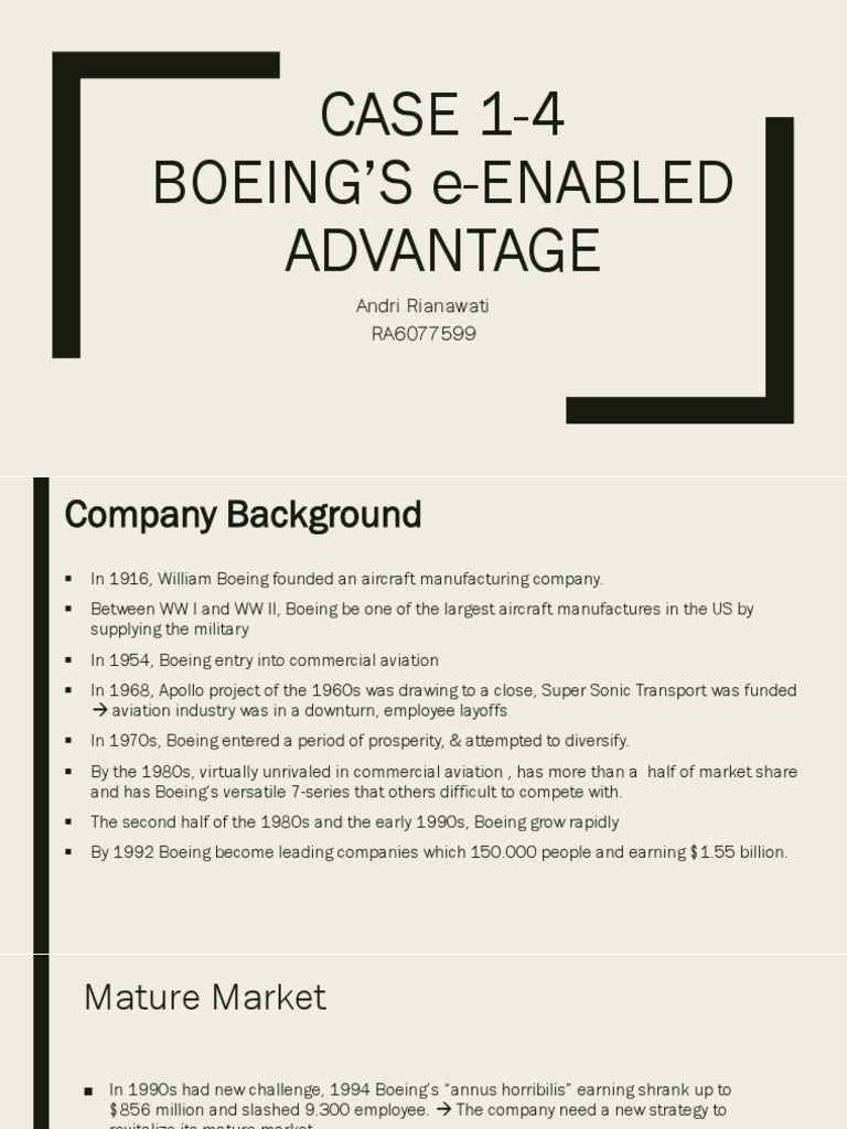 Case 1-4 Boeing's E-Enabled Advantage | PDF | Boeing | Airlines