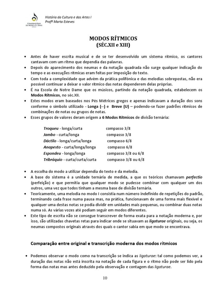 7.3 Modos Rítmicos | PDF | Notação musical | Ritmo