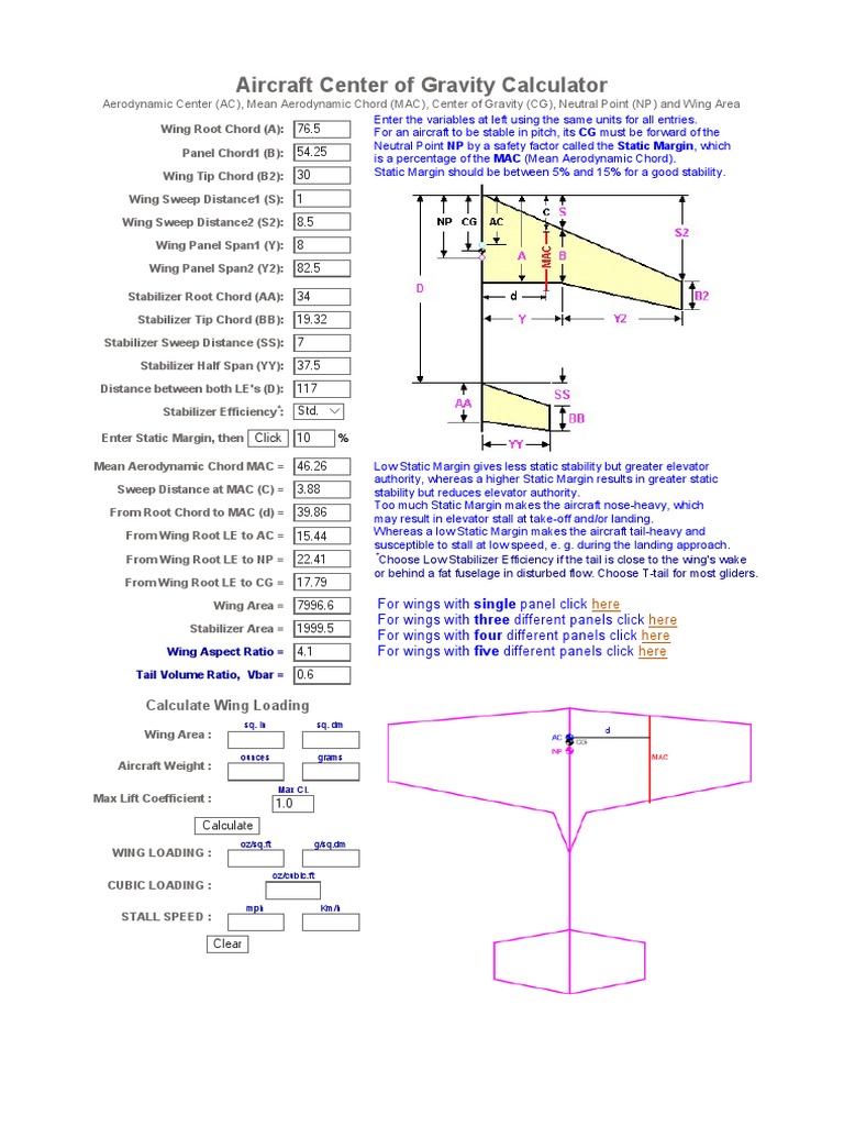Aircraft Center of Gravity Calculator | PDF | Stall (Fluid Mechanics ...