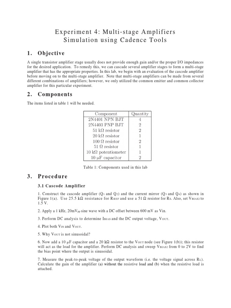 Lab 4 Multi Stage Simulation | PDF | Amplifier | Electromagnetism