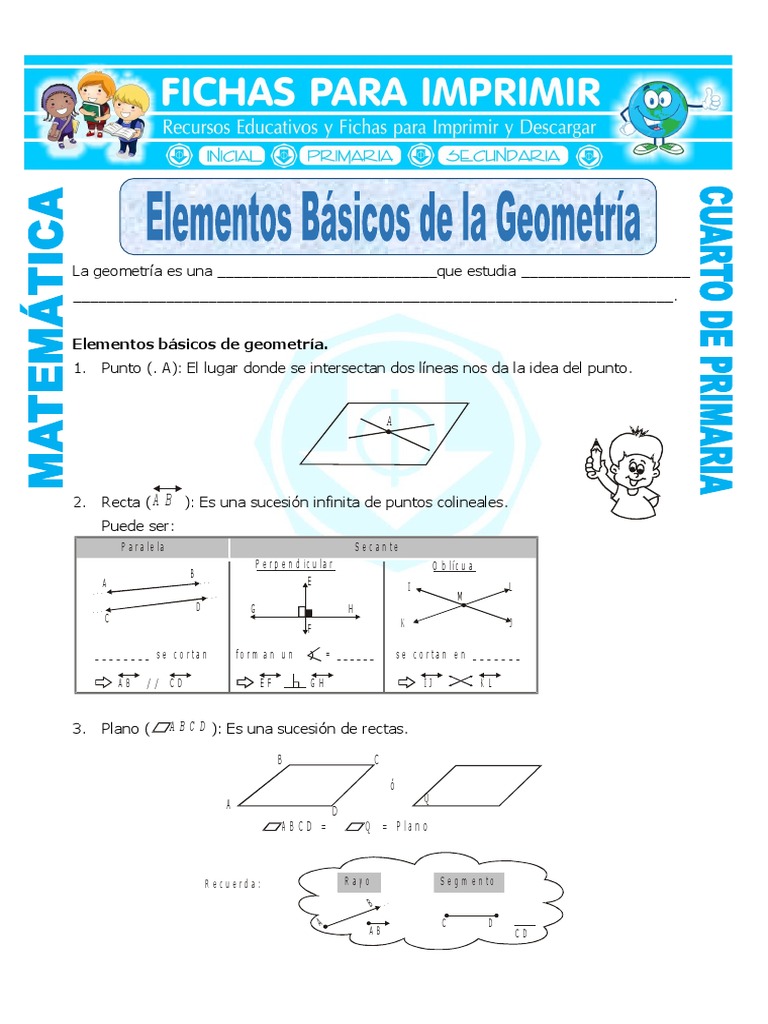 Elementos Basicos de La Geometria para Cuarto de Primaria | PDF ...