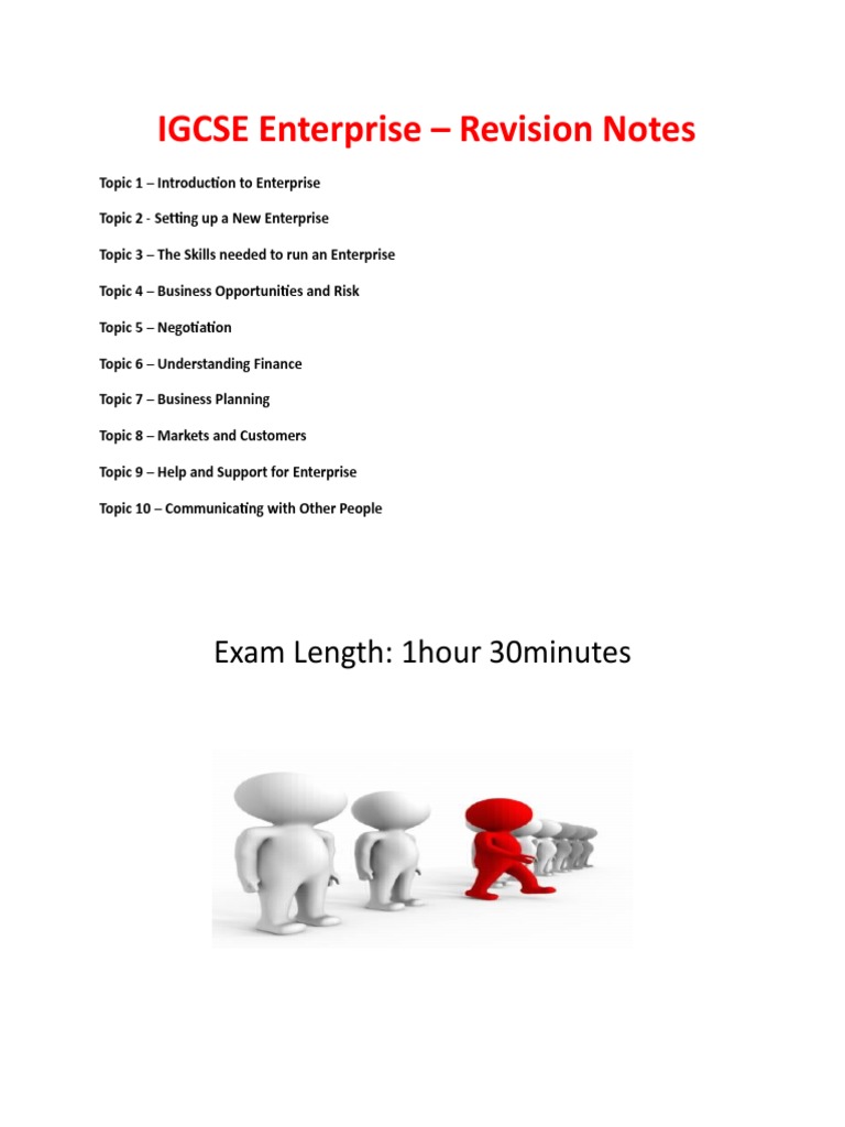IGCSE Enterprise - Revision Notes: Exam Length: 1hour 30minutes | PDF ...