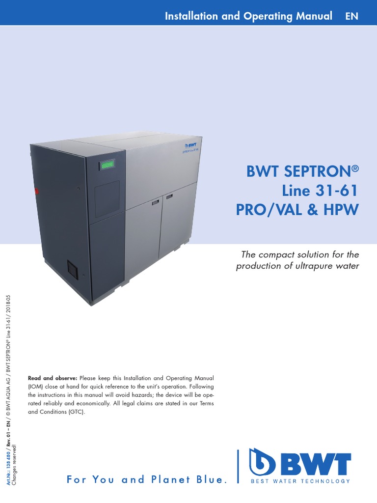 BWT Septron Line 31-61 Rev01!08!05-18 Opm en | PDF | Total Organic ...