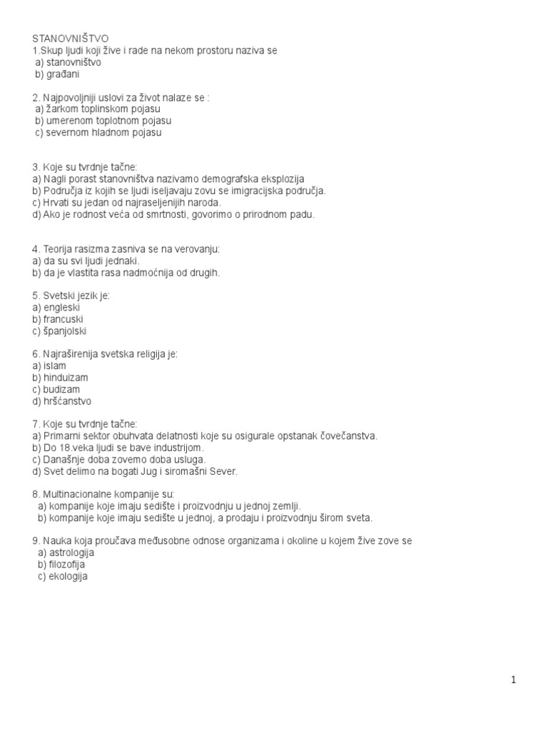 Stanovnistvo | PDF