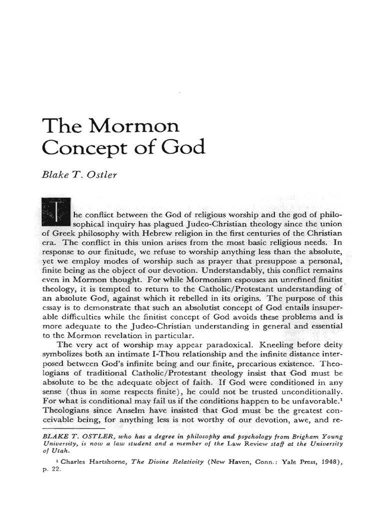 The Mormon Concept of God - Ostler | PDF | Free Will | God
