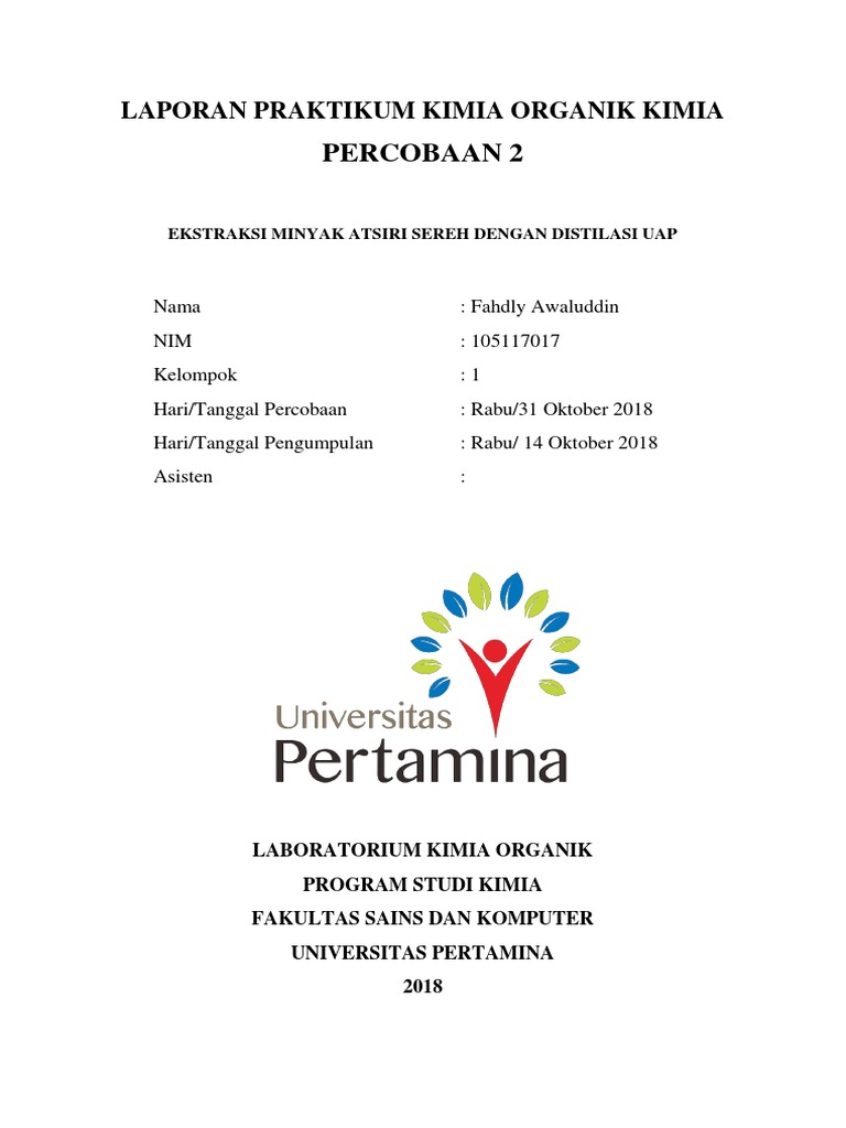 Laporan Praktikum Kimia Organik Distilasi Uap | PDF