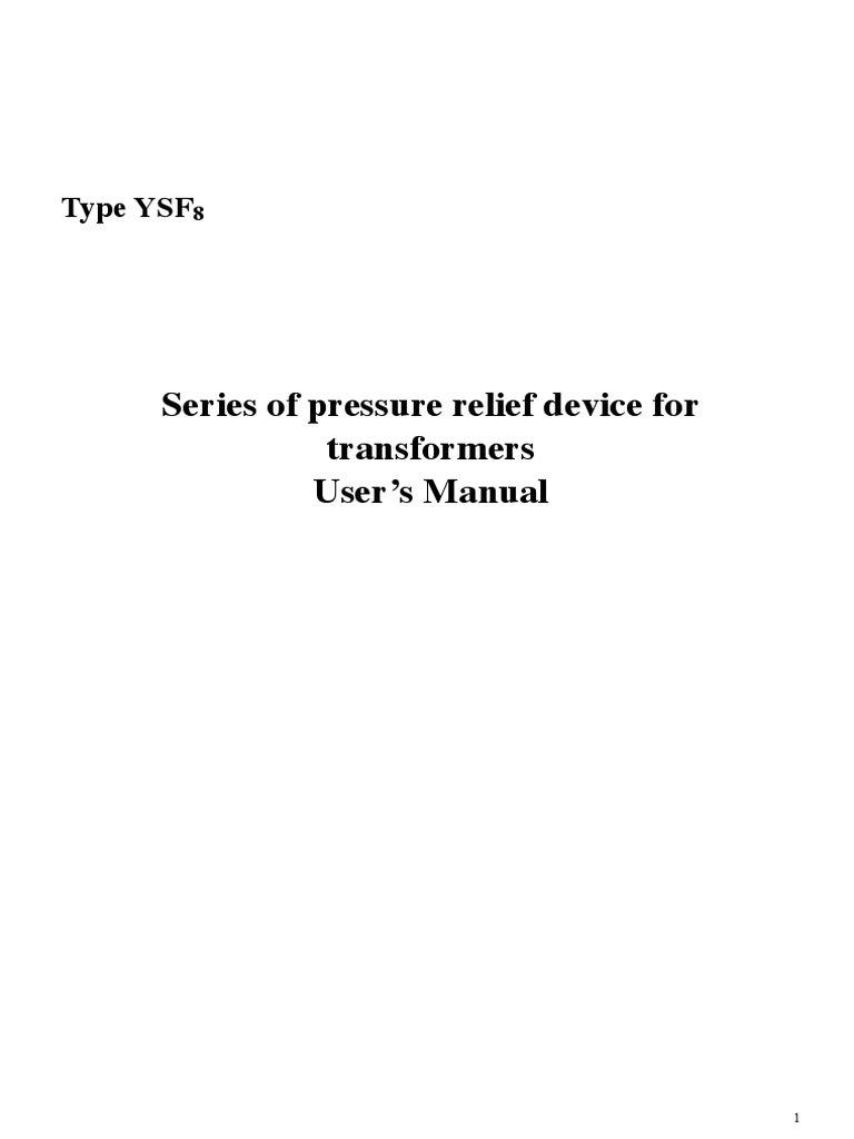 Series of Pressure Relief Device For Transformers User's Manual | PDF ...