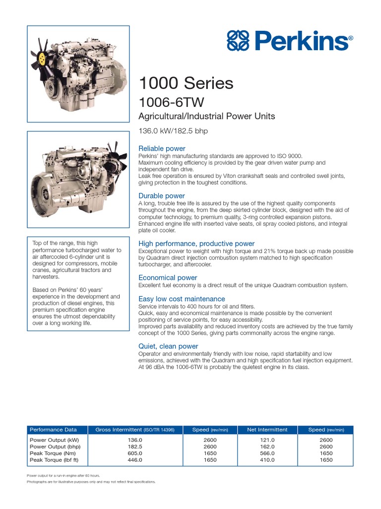 Perkins 1000Series 1006-6TW | Diesel Engine | Turbocharger