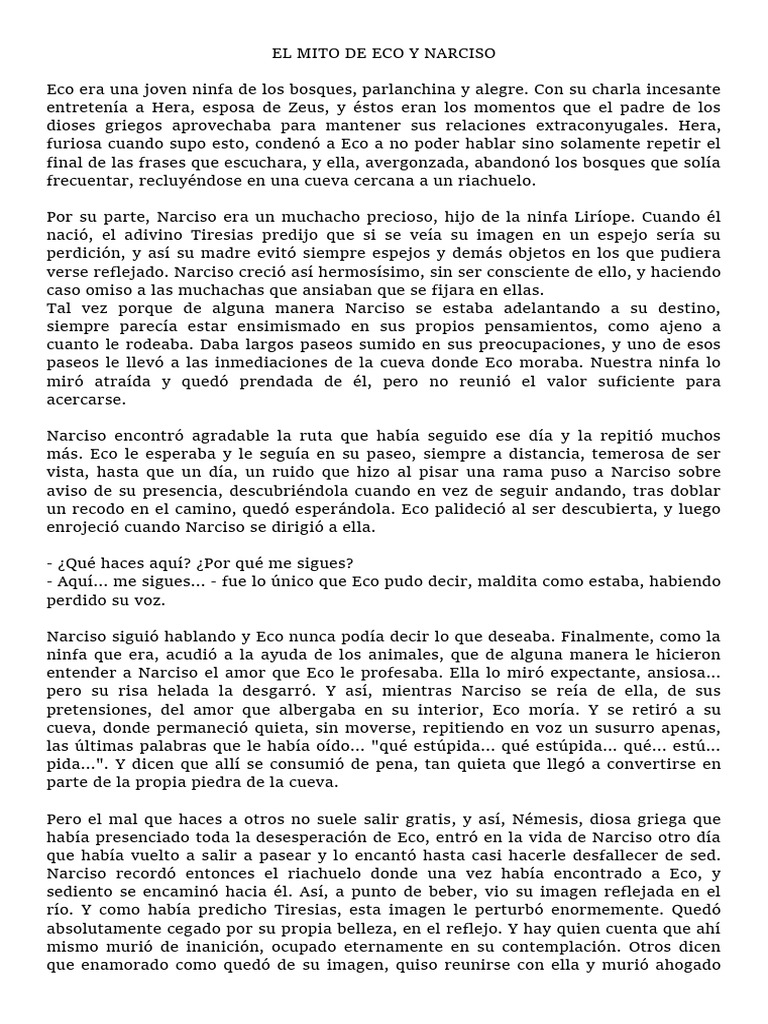 El Mito de Eco y Narciso | PDF