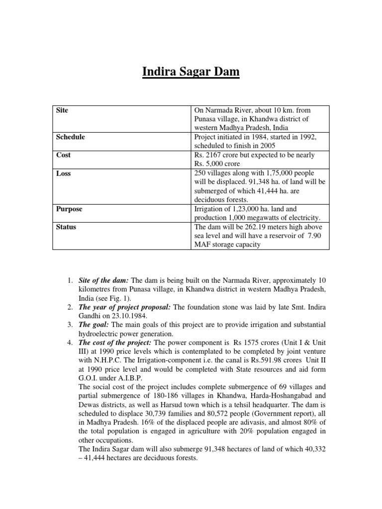 Indira Sagar Facts | PDF | Water And Politics | Water