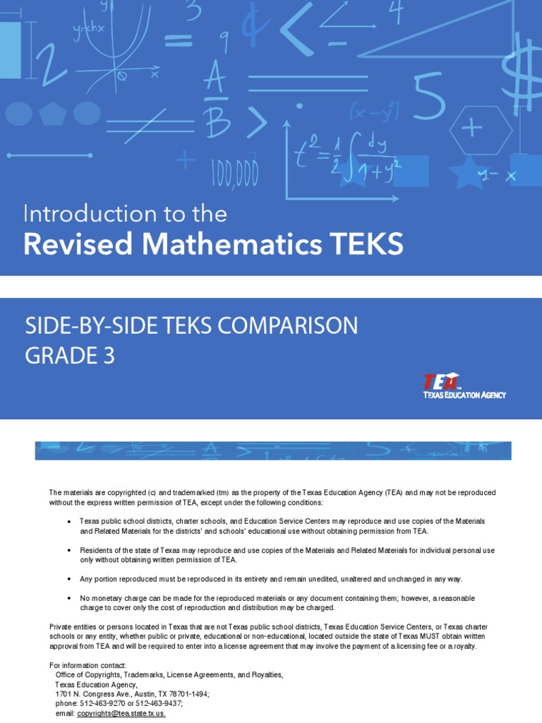 Side-By-Side Teks Comparison Grade 3 | PDF | Fraction (Mathematics ...