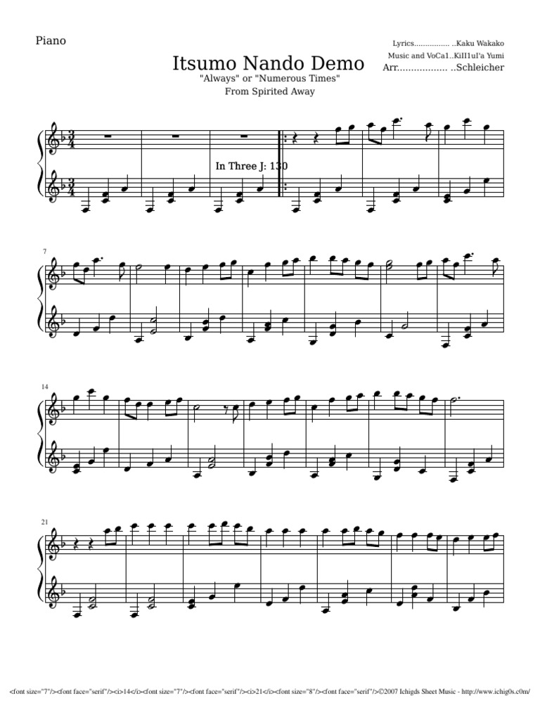 Itsumo Nando Demo: Piano | PDF | Leisure