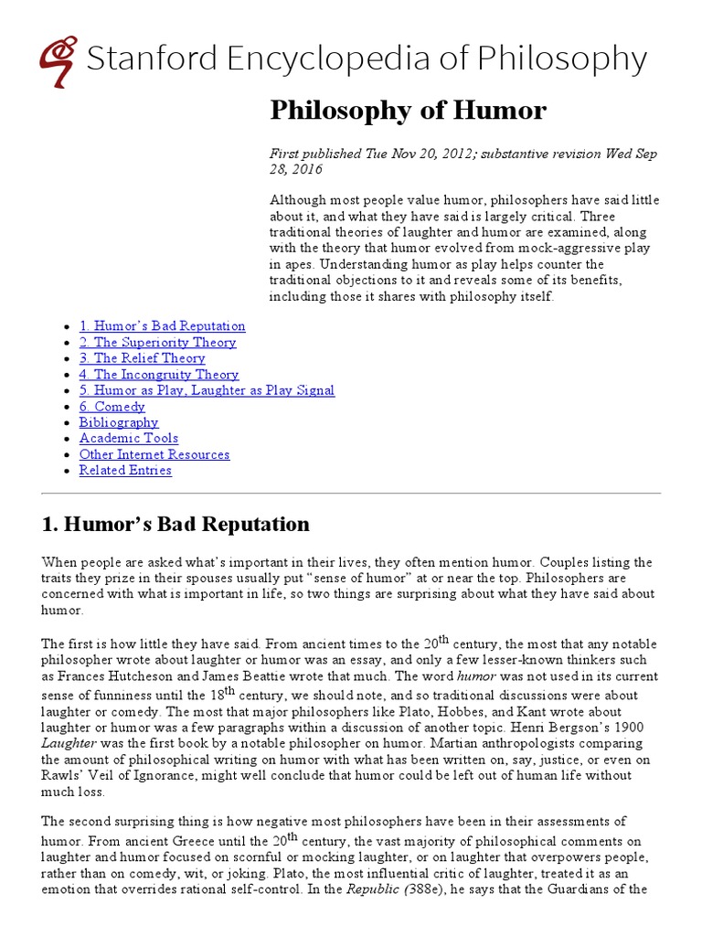 Philosophy of Humor | PDF | Laughter | Humour